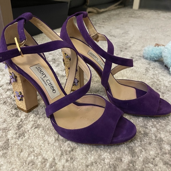 Jimmy Choo | Shoes | Jimmy Choo Purple Suede Block Heels | Poshmark